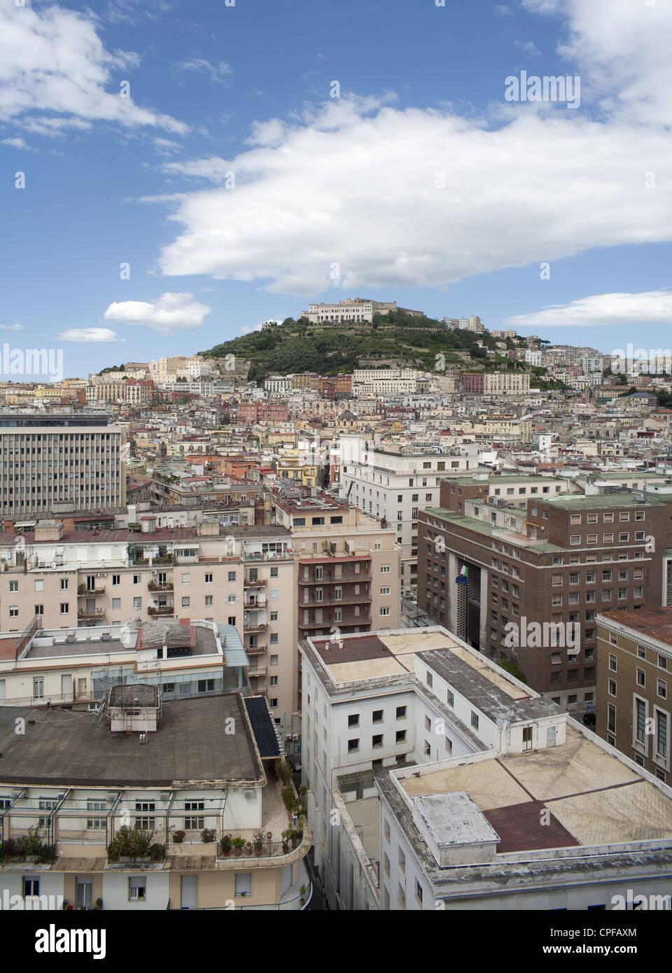 View of Naples town with the Vomero hill and certosa of San Martino and ...