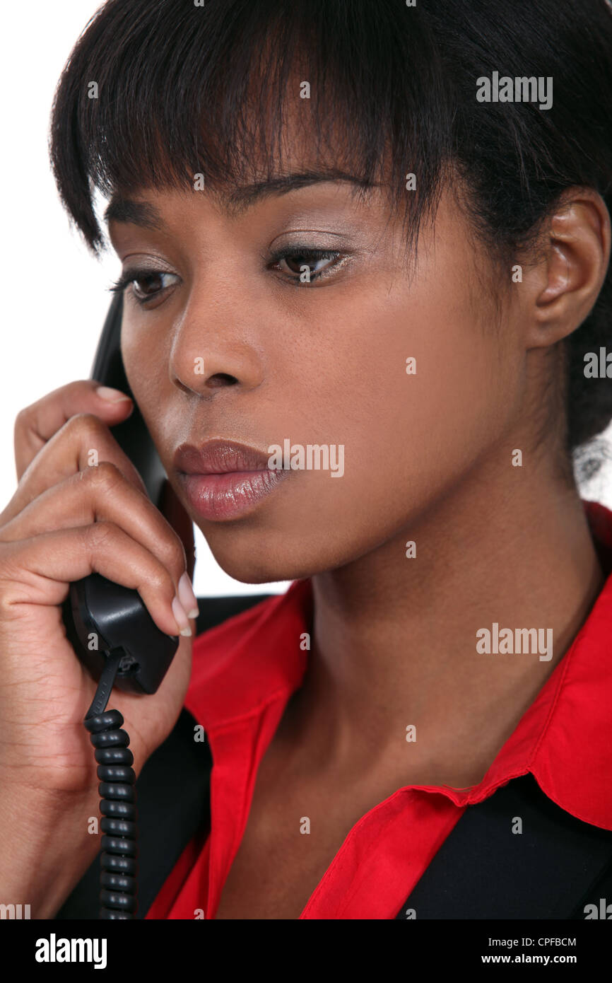African woman making telephone call Stock Photo - Alamy