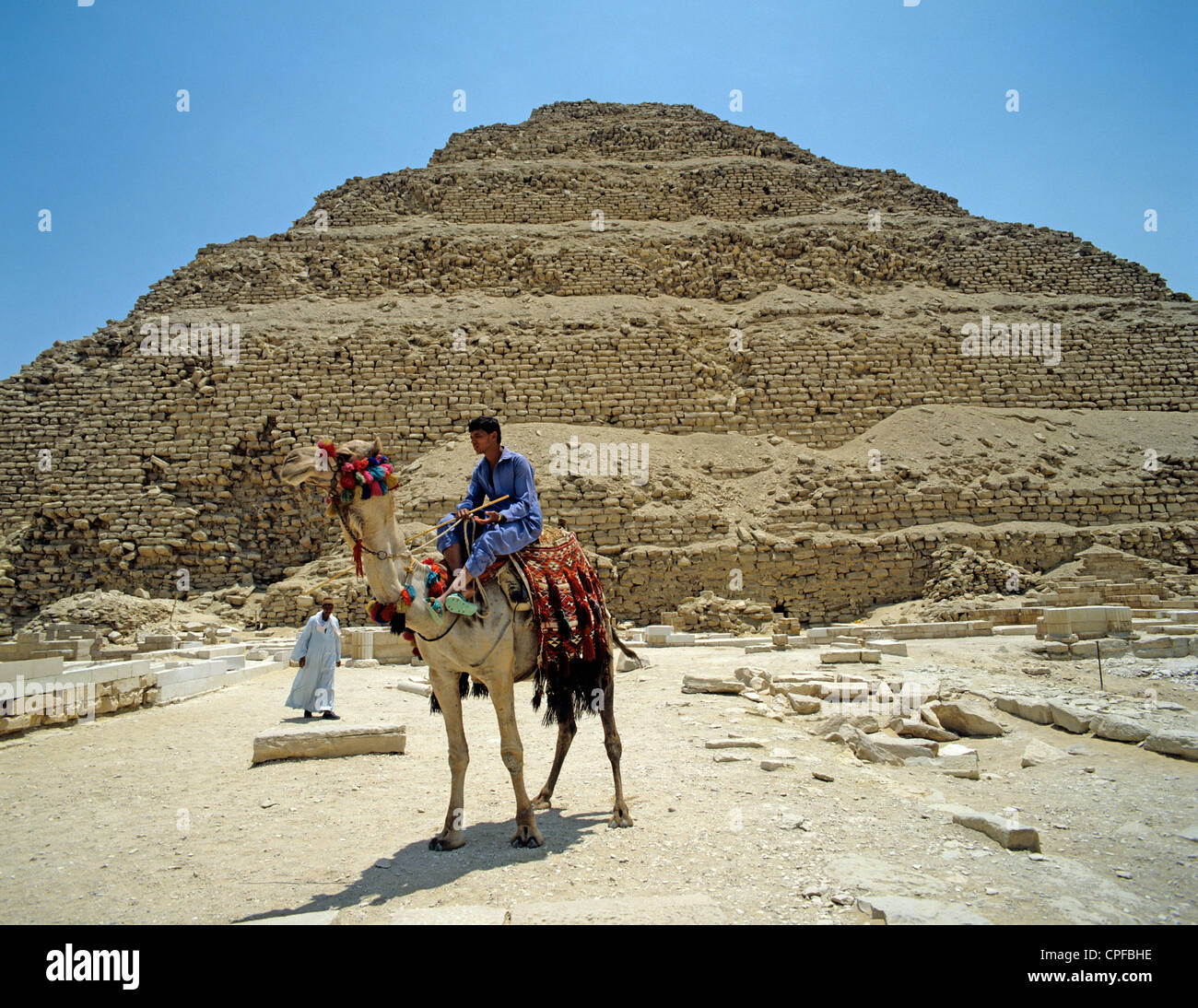 Egypt. Pyramid. Man riding camel Stock Photo - Alamy