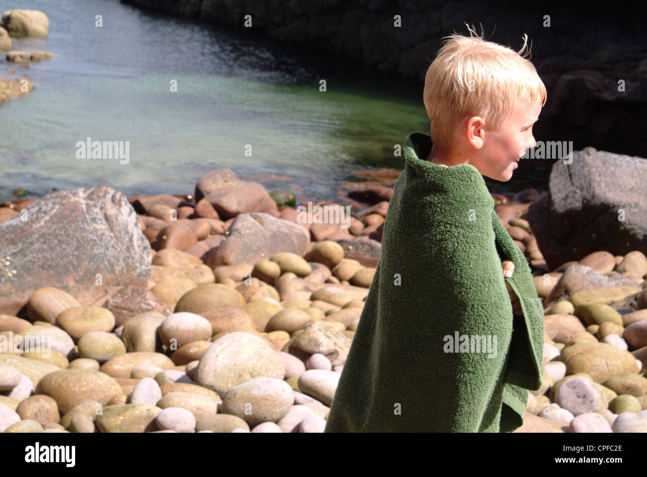Boy towel wrapped drying hi-res stock photography and images - Alamy