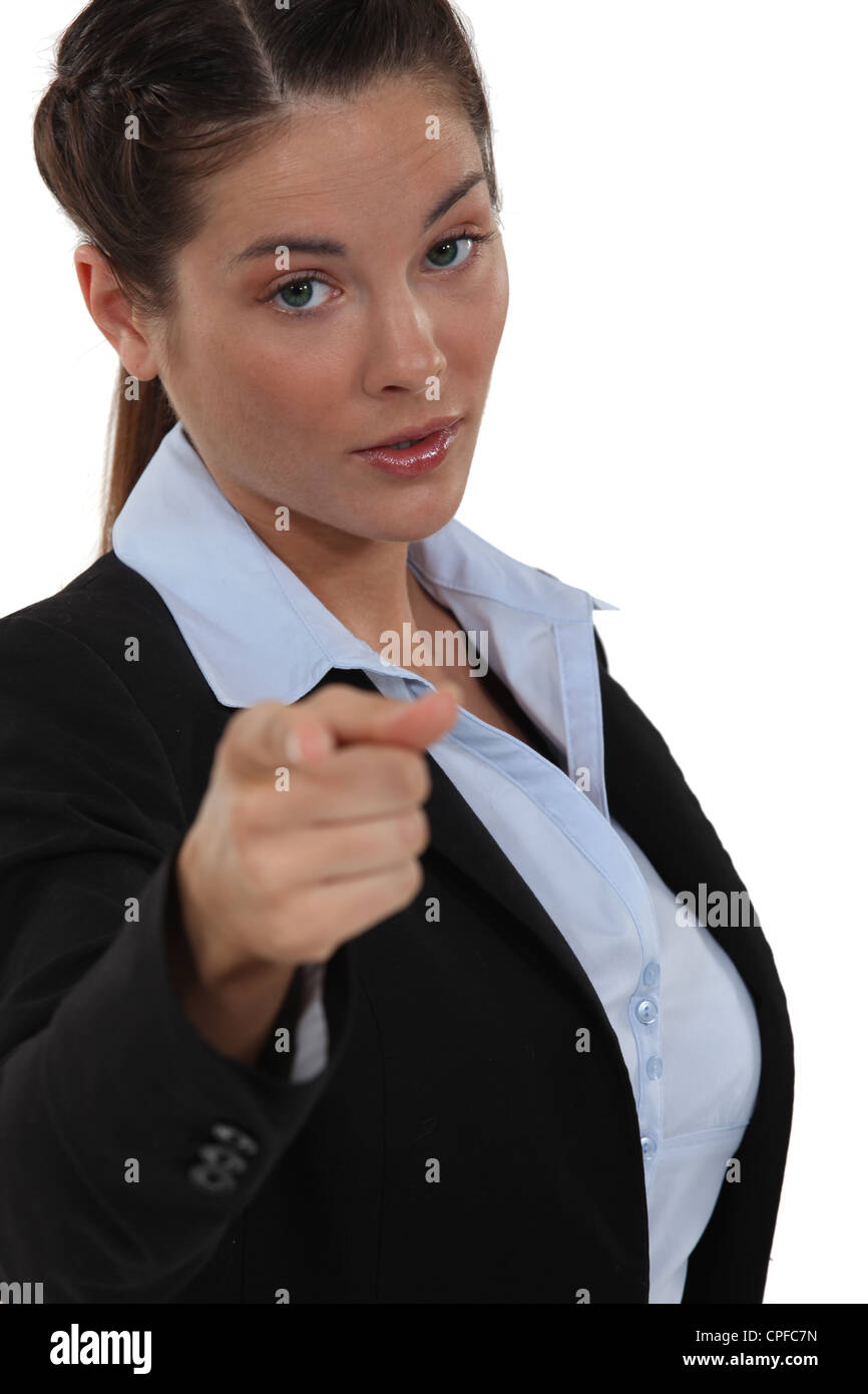 A businesswoman pointing at the camera Stock Photo - Alamy