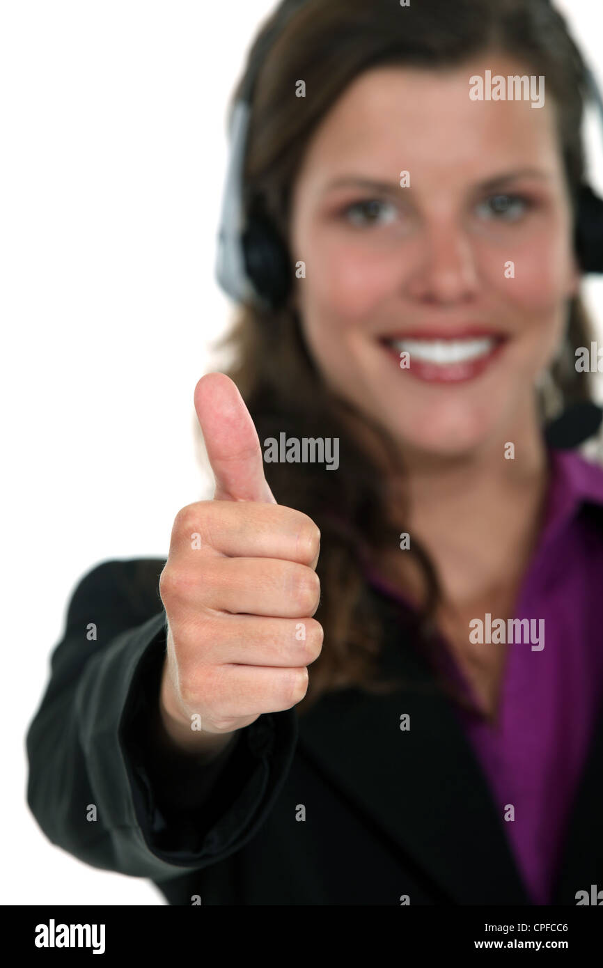 Call center giving thumbs up hi-res stock photography and images - Alamy