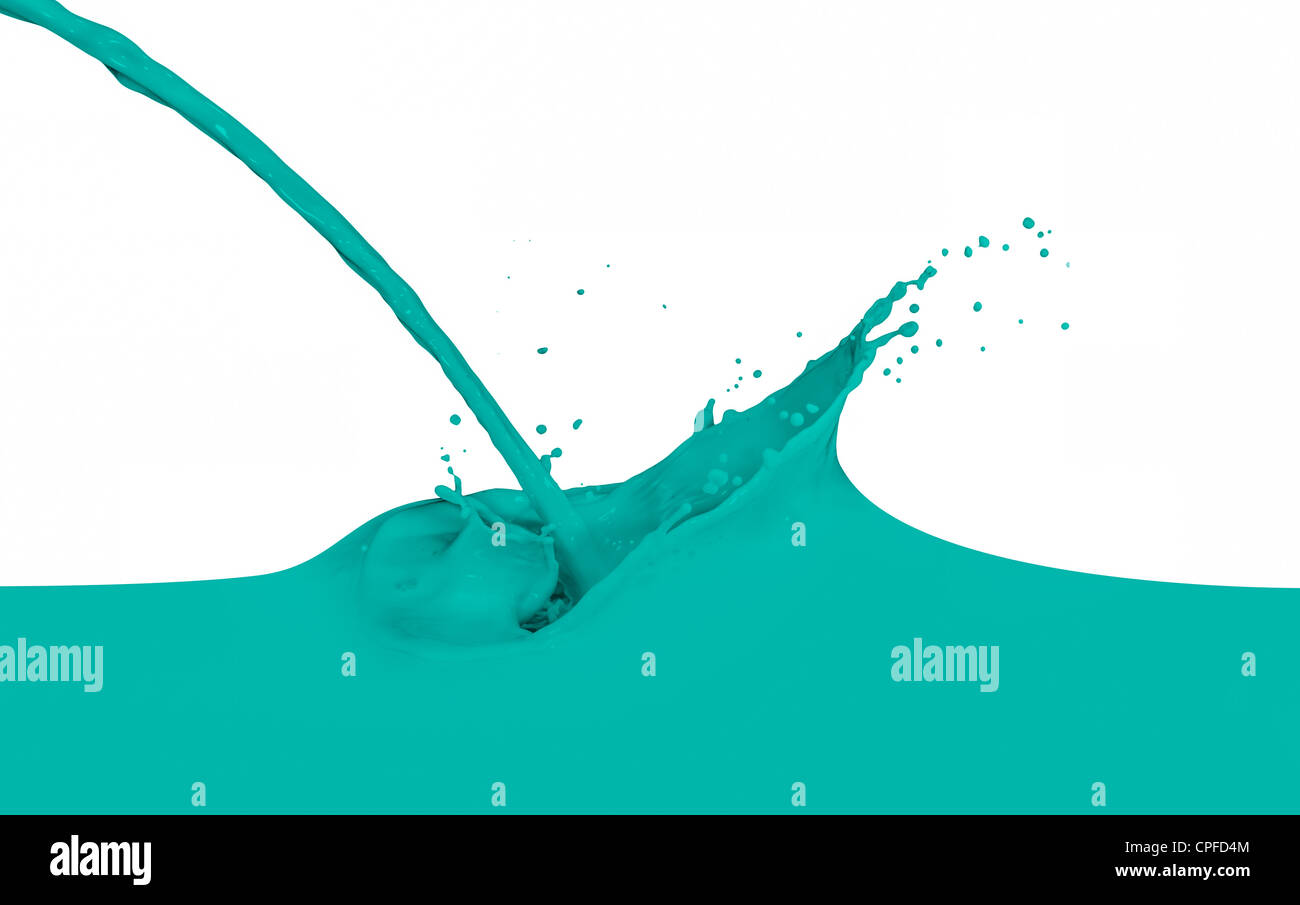 green paint splashing isolated on white Stock Photo - Alamy