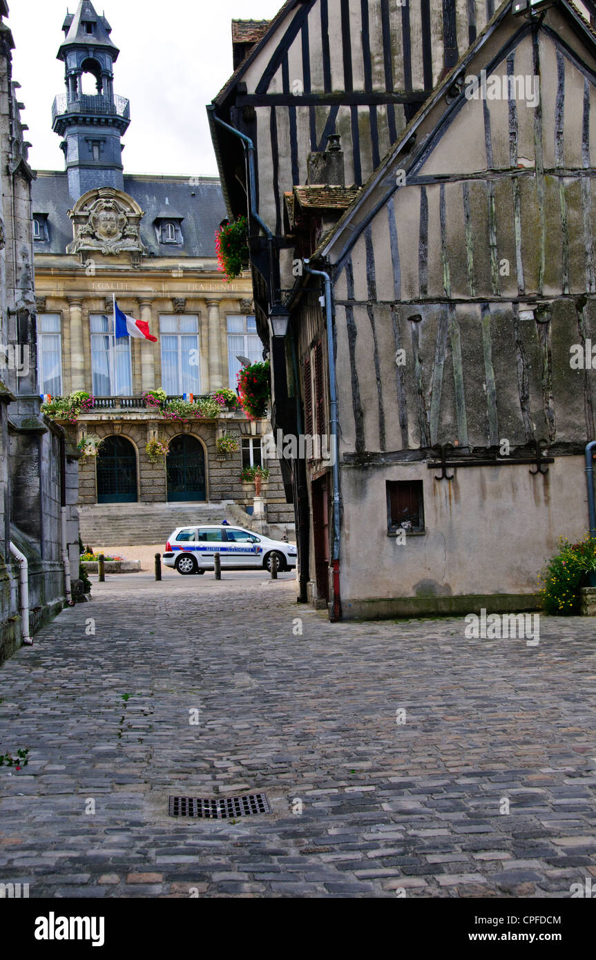 Vernon,Bridge over River Seine,half-timbered medieval Buildings,Notre ...