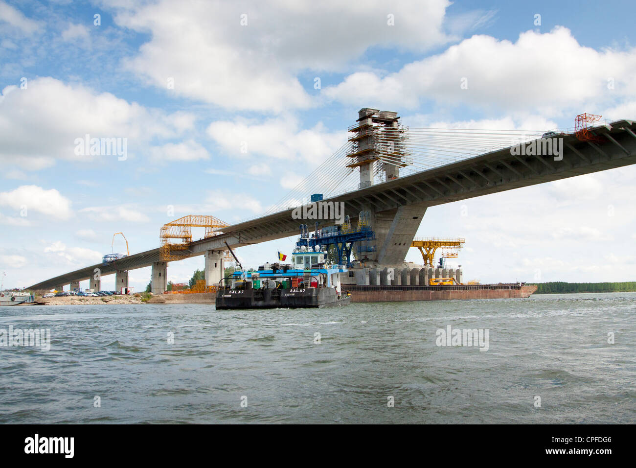 Half-finished Danube Bridge 2 between Vidin in Bulgaria and Calafat in ...