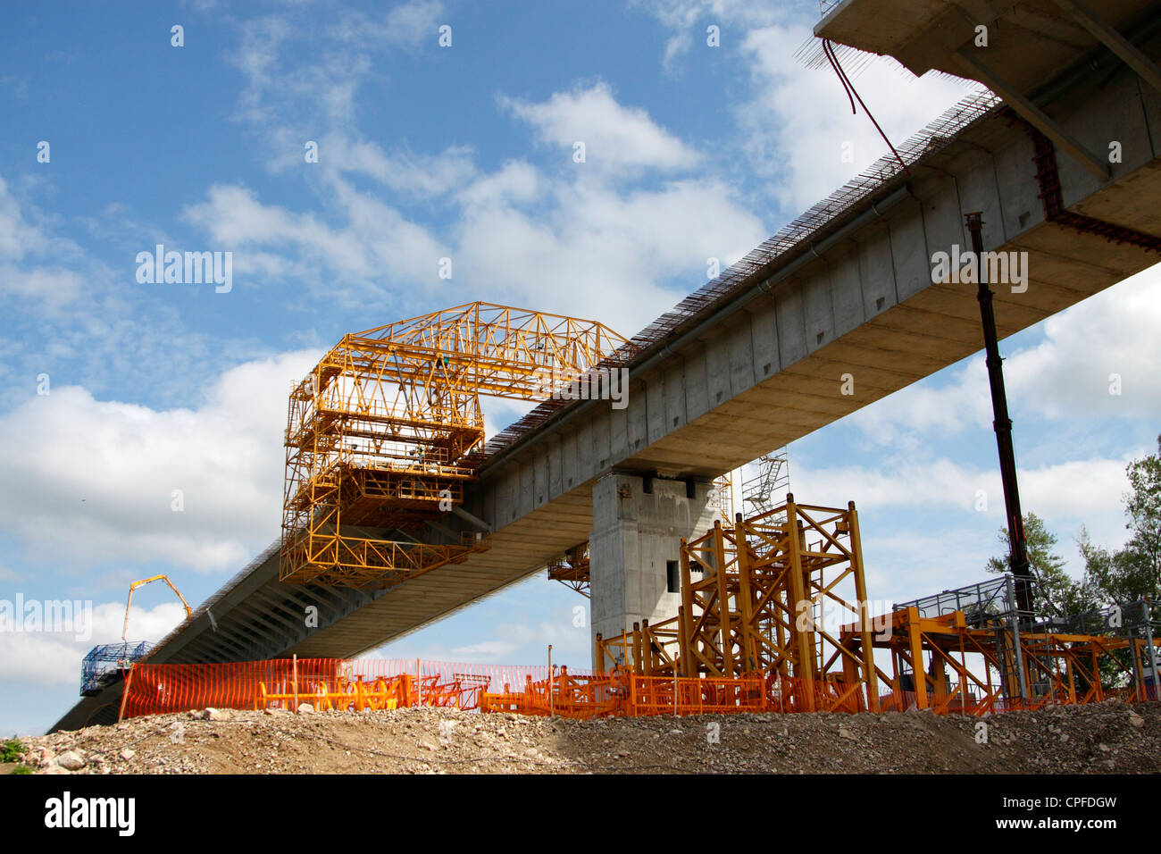 Scaffolding holding work platforms on the construction site of the ...