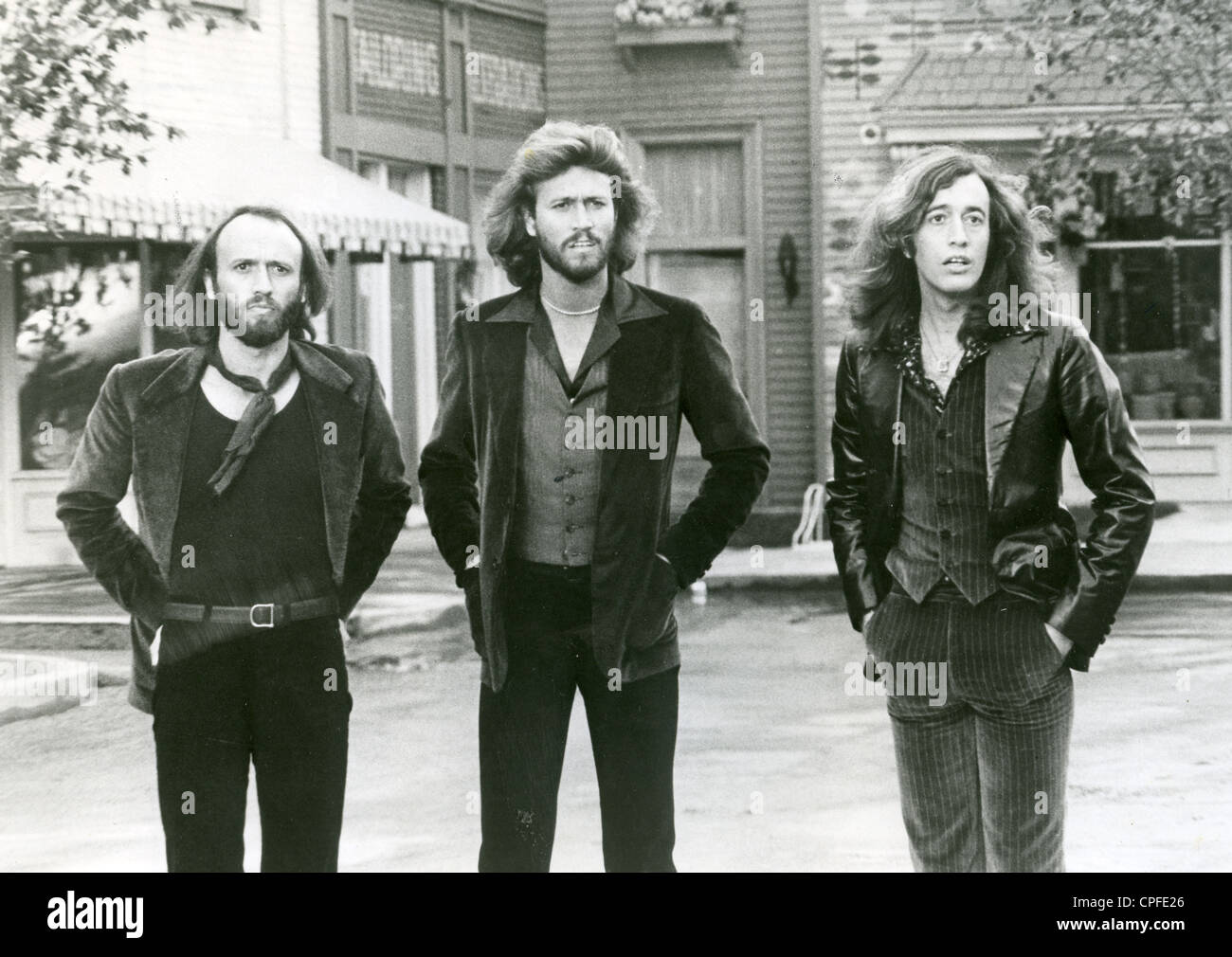 BEE GEES Promotional photo of Australian pop trio about 1970 from left ...