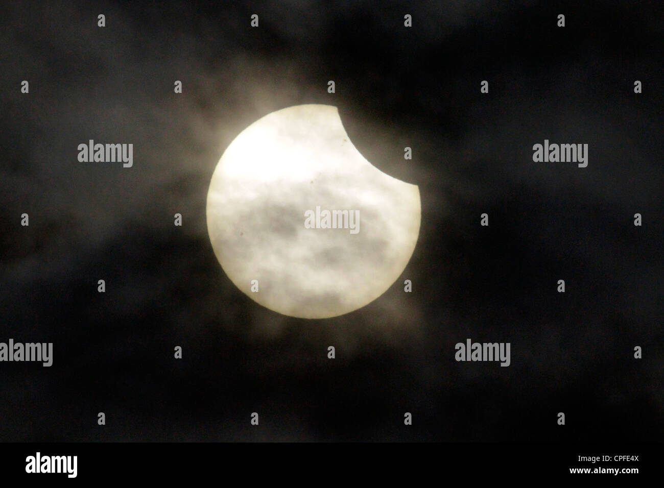 Annular Solar Eclipse of 2012 May 21 seen in Tokyo Japan Stock Photo ...