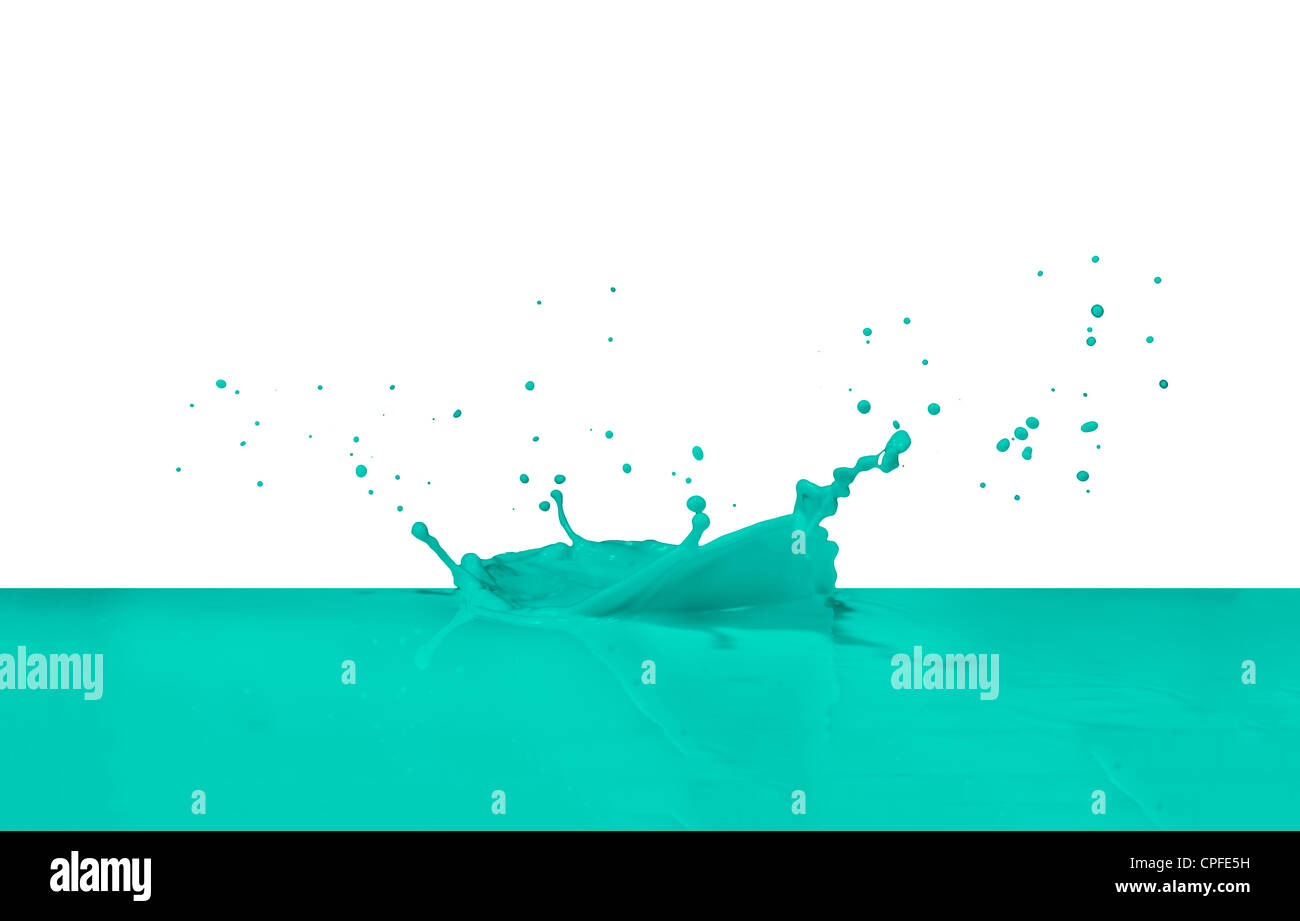 green paint splashing isolated on white Stock Photo - Alamy