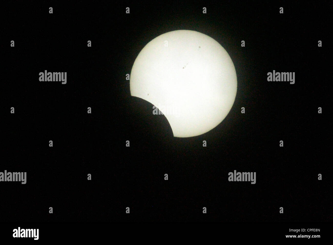 Annular Solar Eclipse of 2012 May 21 seen in Tokyo Japan Stock Photo ...