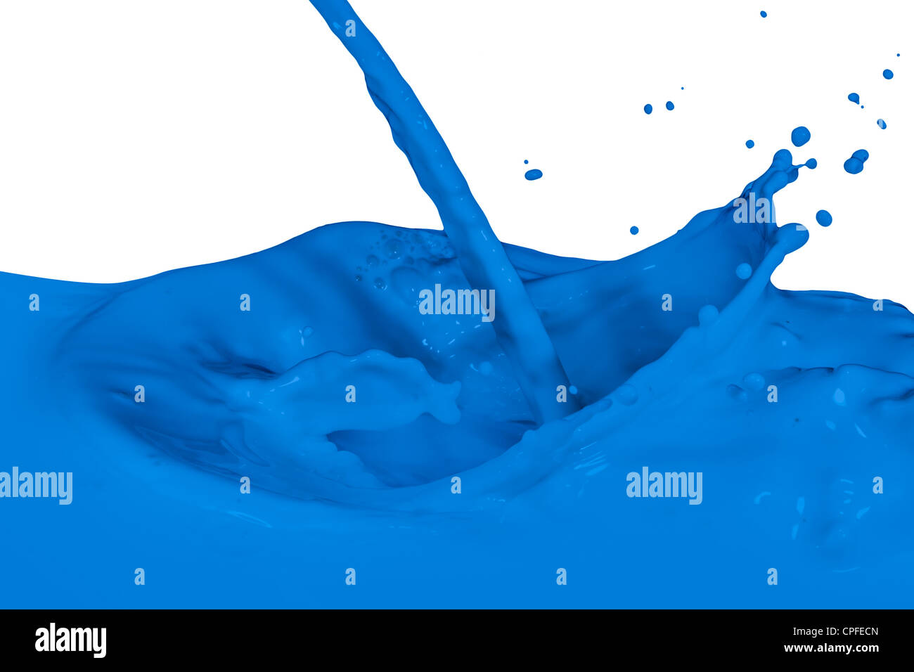 blue paint splashing isolated on white Stock Photo - Alamy