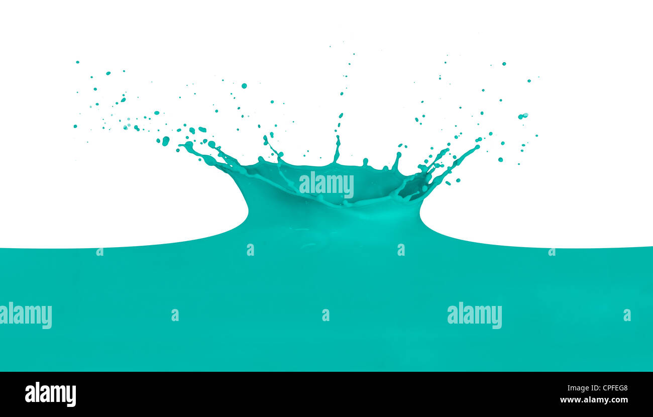 green paint splashing isolated on white Stock Photo - Alamy