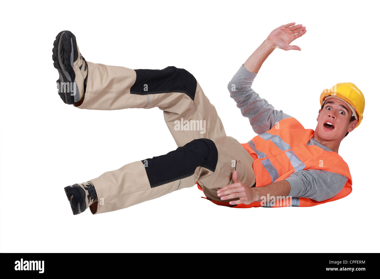 Construction worker falling over Stock Photo - Alamy