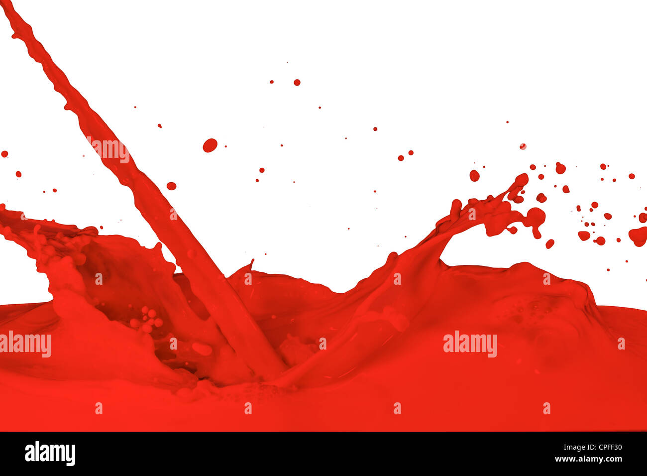 red paint splashing isolated on white Stock Photo - Alamy