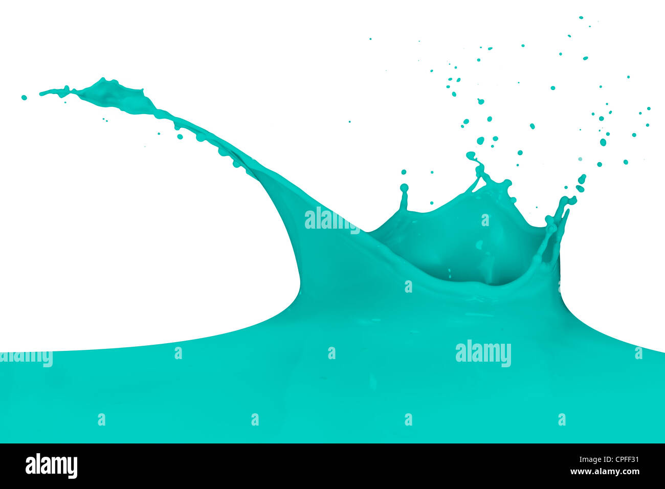 green paint splashing isolated on white Stock Photo - Alamy