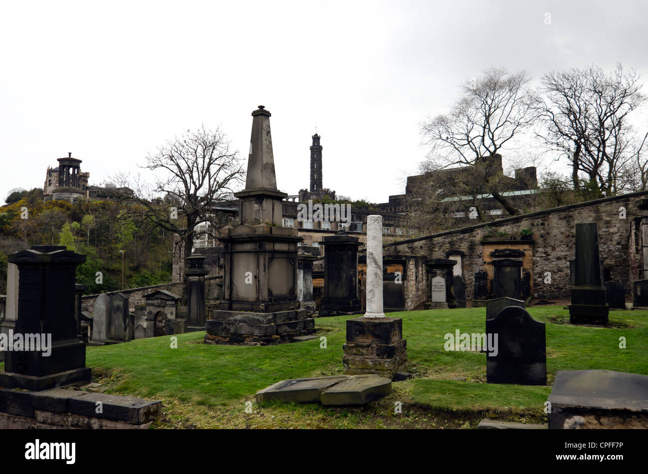 The old Calton Cemetery (burial ground) in the centre of Edinburgh ...