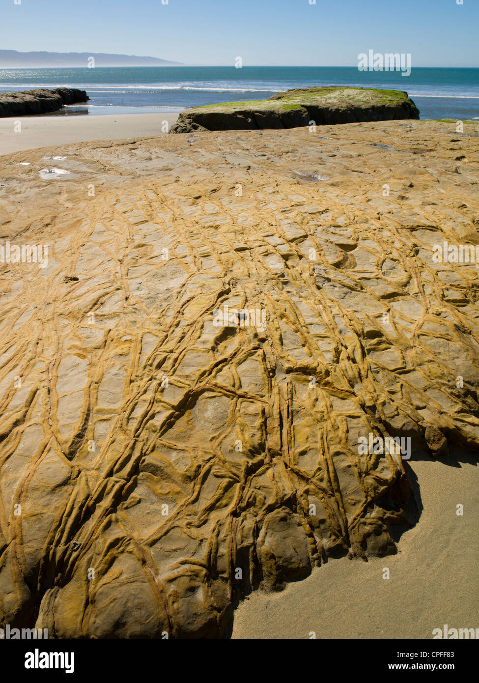 Large mudstone and siltstone rock formation at Drake's Beach Stock ...