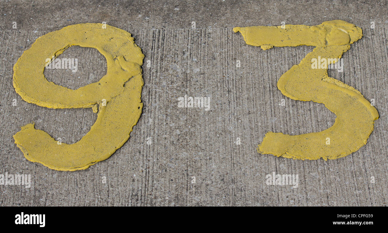 The number 93, painted on the pavement Stock Photo - Alamy
