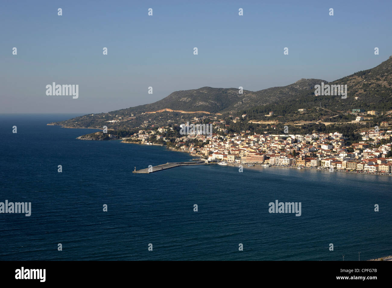 View over Samos town, Samos island Greece Stock Photo - Alamy