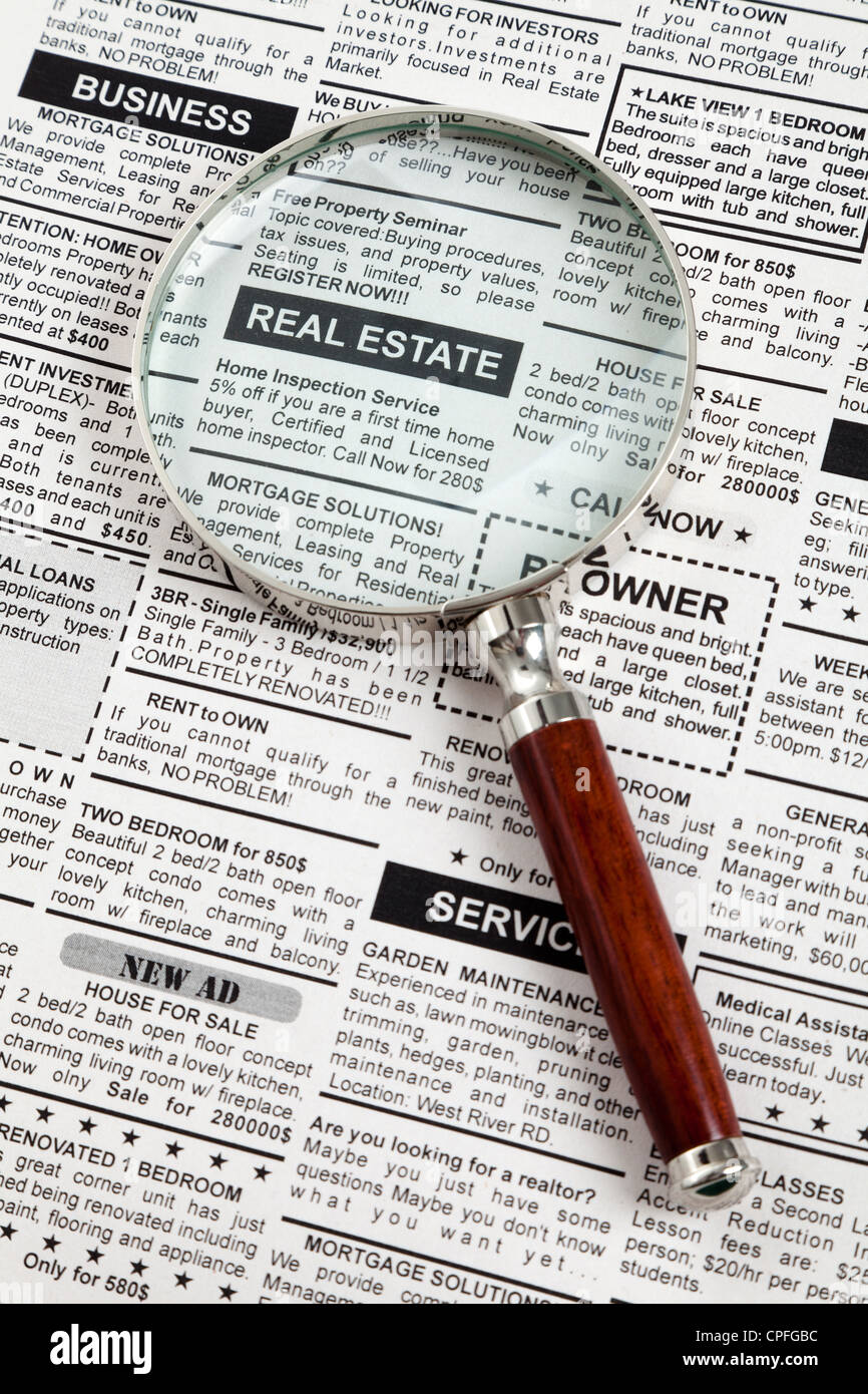 Fake Classified Ad, newspaper, Real Estate concept Stock Photo - Alamy