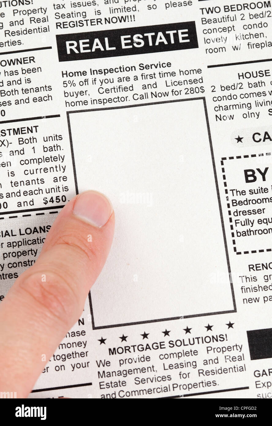 Fake Classified Ad, newspaper, Real Estate concept Stock Photo - Alamy