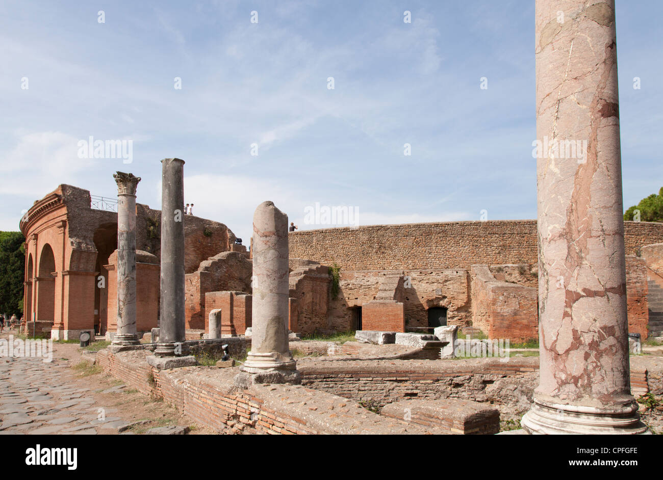 The theatre and columns from the Decumanus at The ancient roman port ...