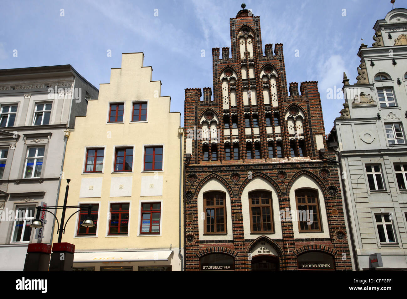 Elegant baroque buildings in the old town of Rostock Germany Stock ...