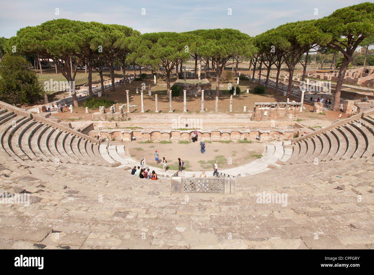 The cavea of the theatre and the Tempio di Cerere at The ancient roman ...