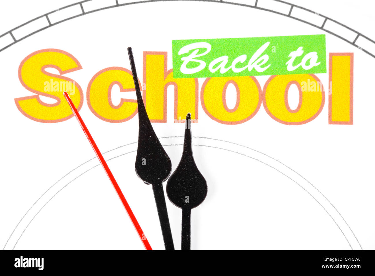 clock face, concept of back to school Stock Photo - Alamy