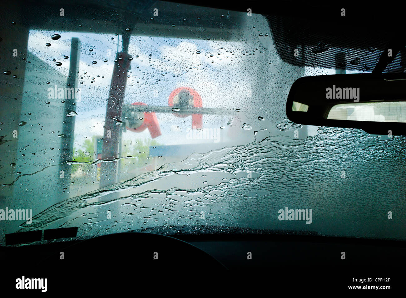 View through auto windshield, car wash Stock Photo - Alamy