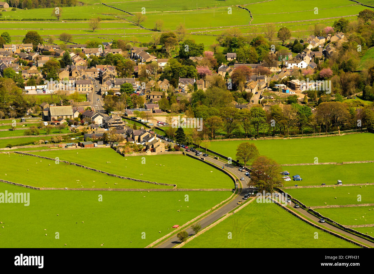 The popular tourist destination of Castleton in Peak District National ...