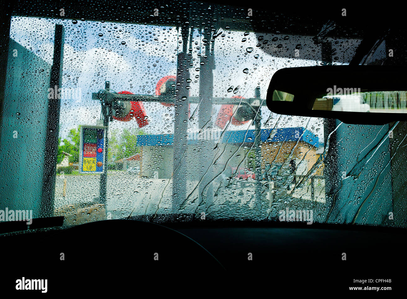 View through auto windshield, car wash Stock Photo - Alamy
