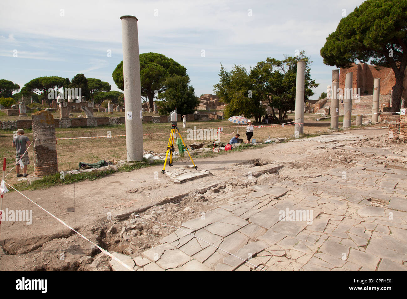surveying and excavations at the forum at The ancient roman port town ...