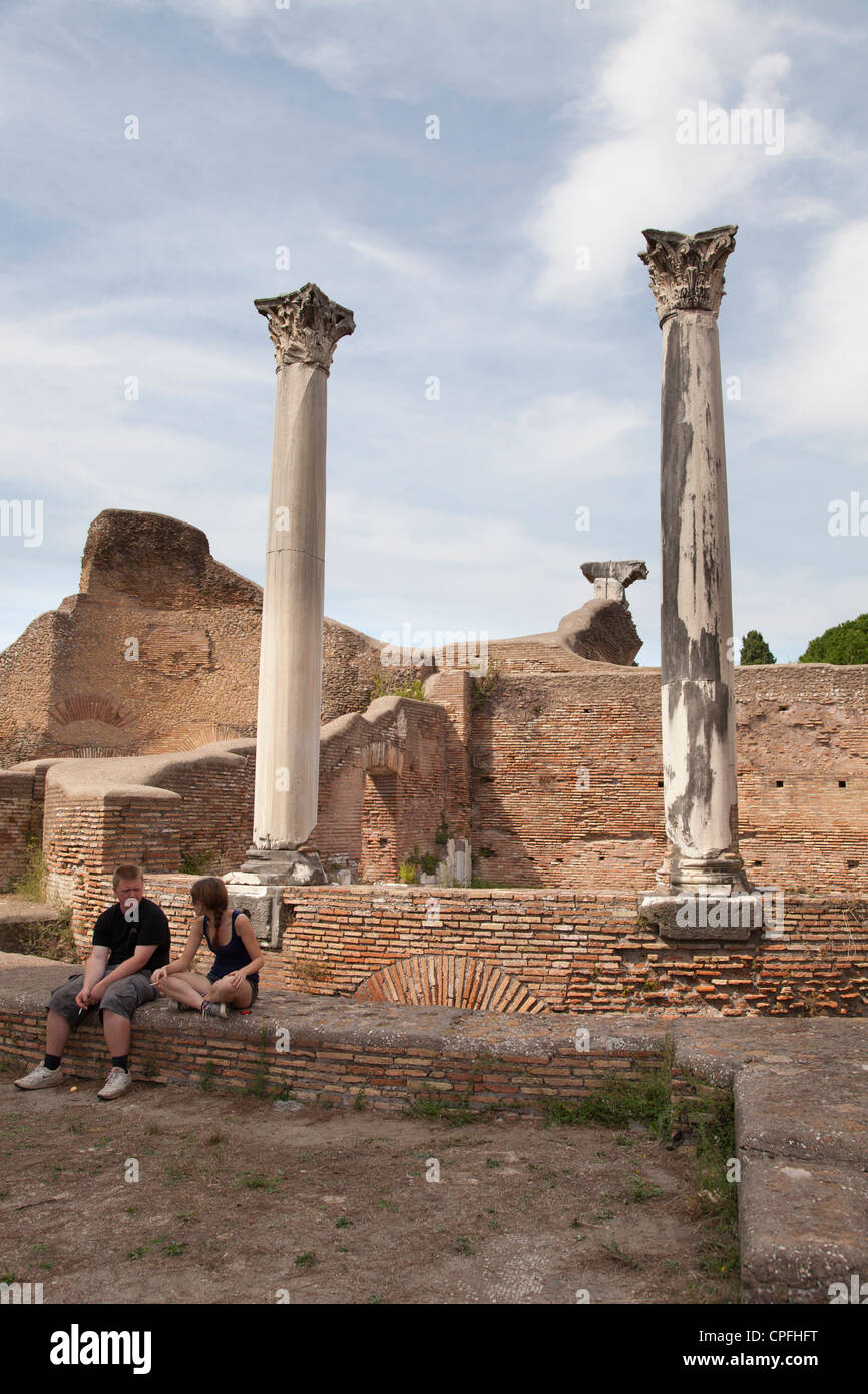 Forum baths at The ancient roman port town ruin of Ostia near Rome ...