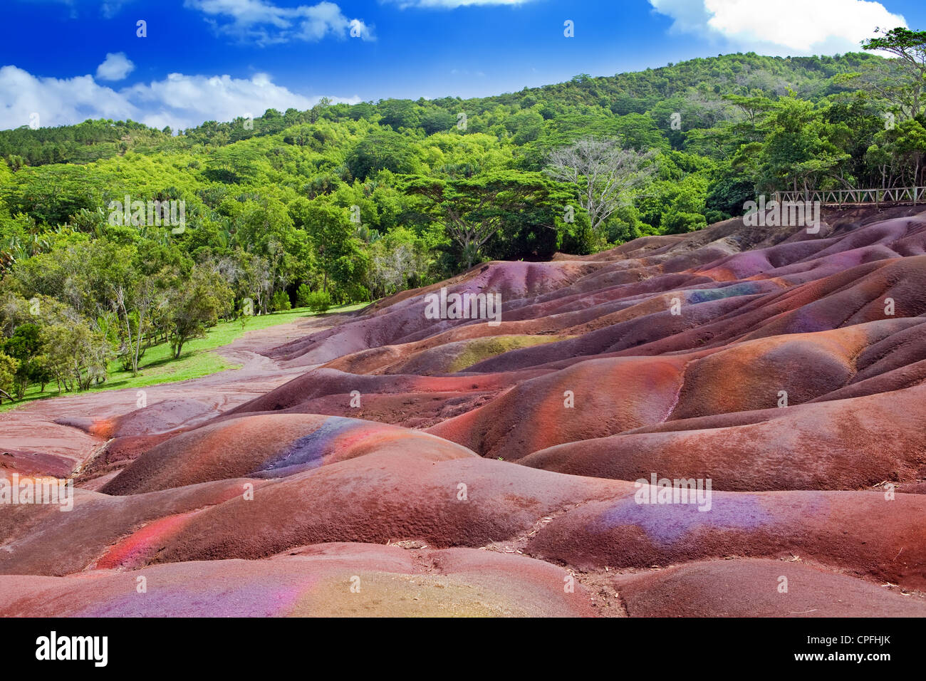 Main sight of Mauritius- Chamarel-seven-color lands Stock Photo - Alamy