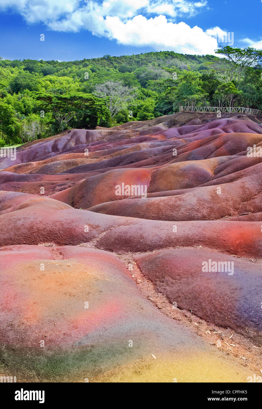 Main sight of Mauritius- Chamarel-seven-color lands Stock Photo - Alamy