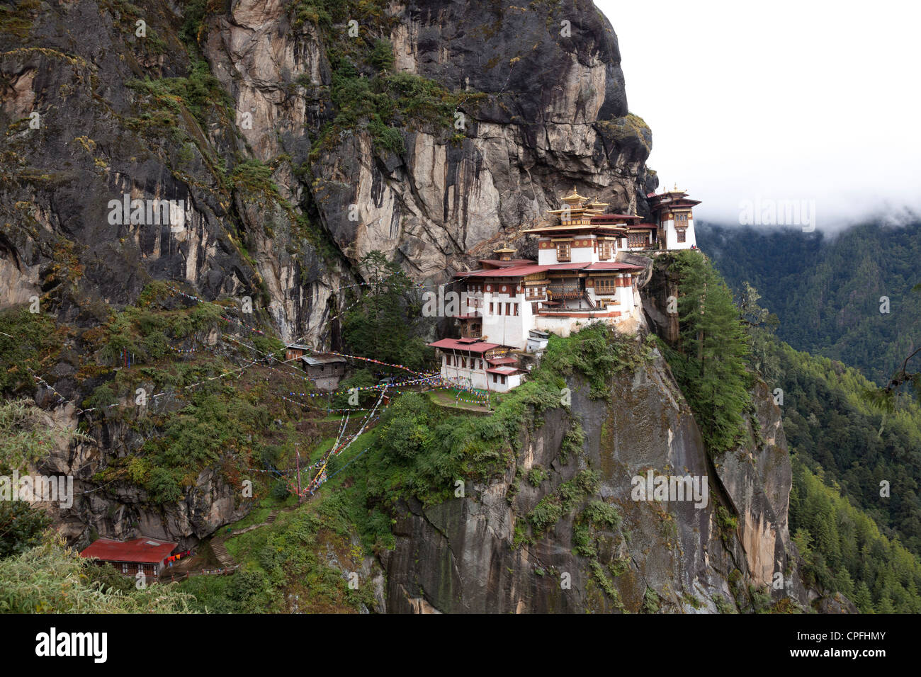 Tiger's Nest monastery is located on a granite cliff wall high above ...