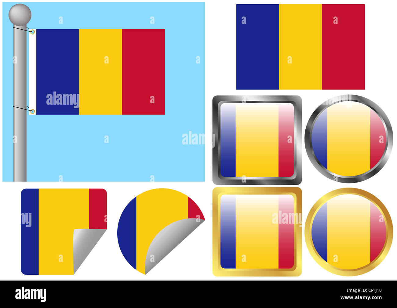 Romania flag button icon hi-res stock photography and images - Alamy