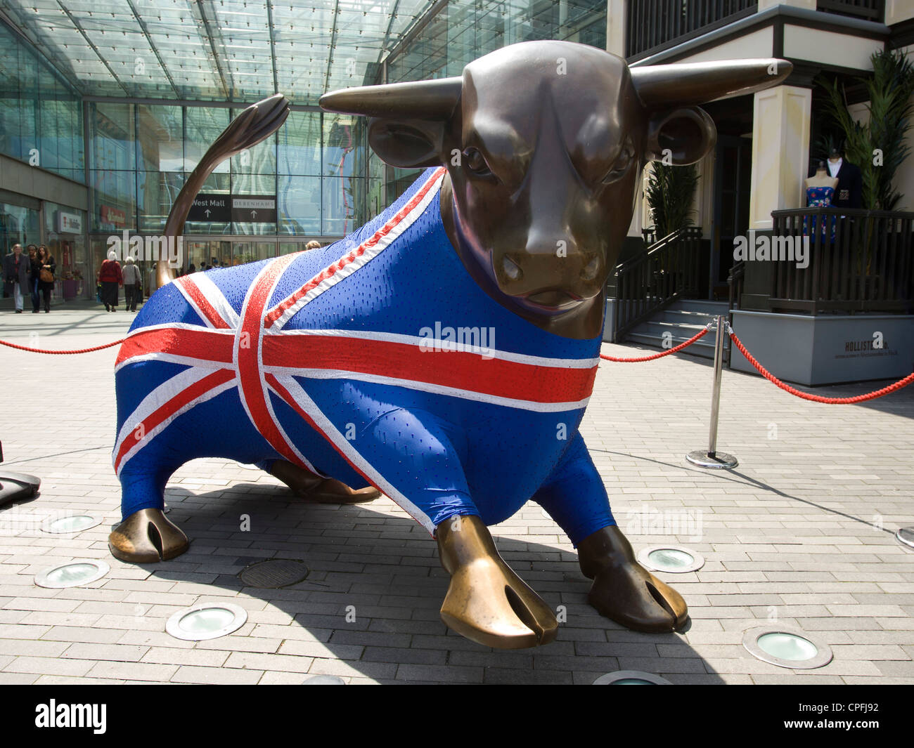 The Bull statue in the Bullring shopping centre, Birmingham, clothed in ...