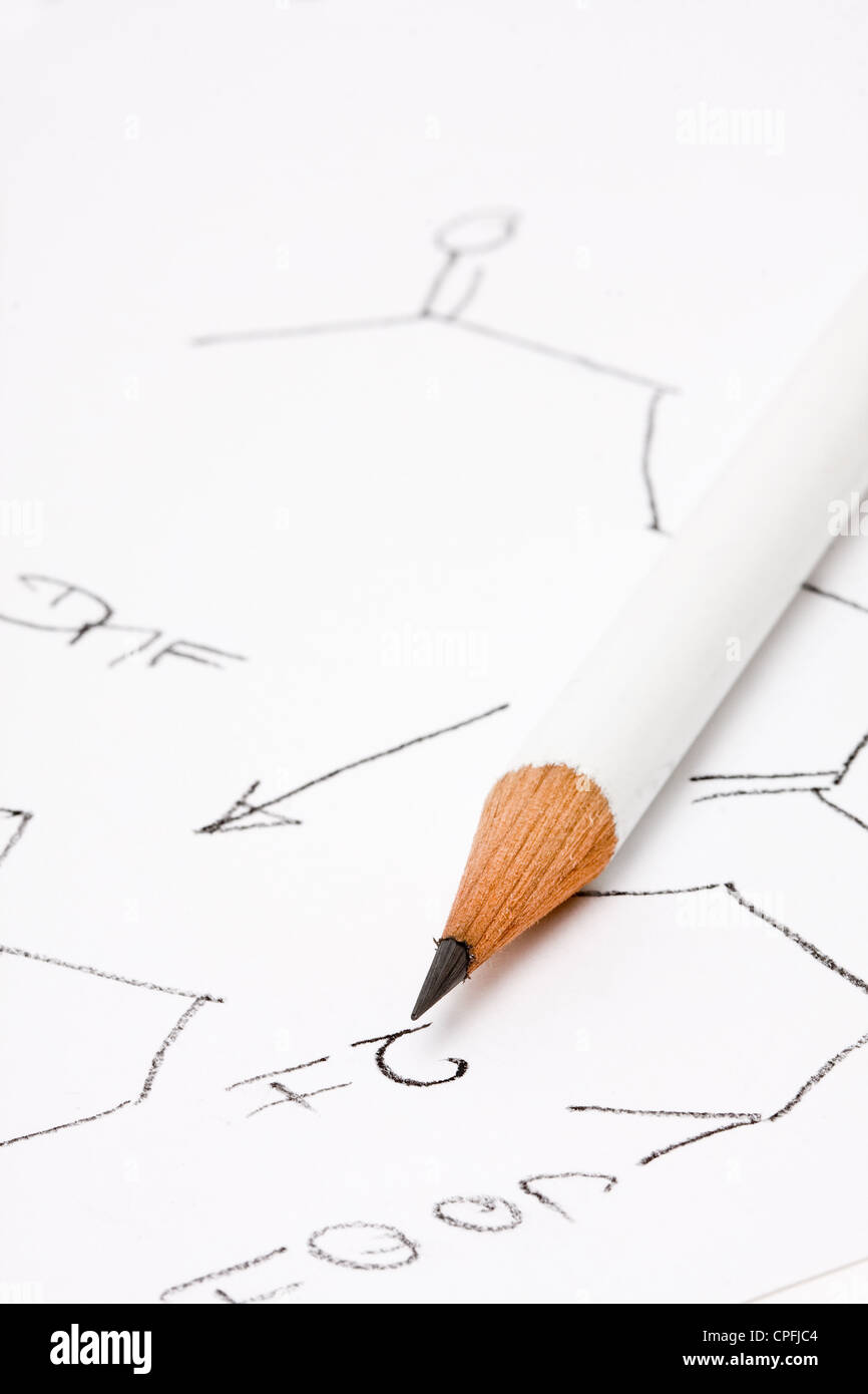 Pencil on piece of paper with chemical formula Stock Photo - Alamy
