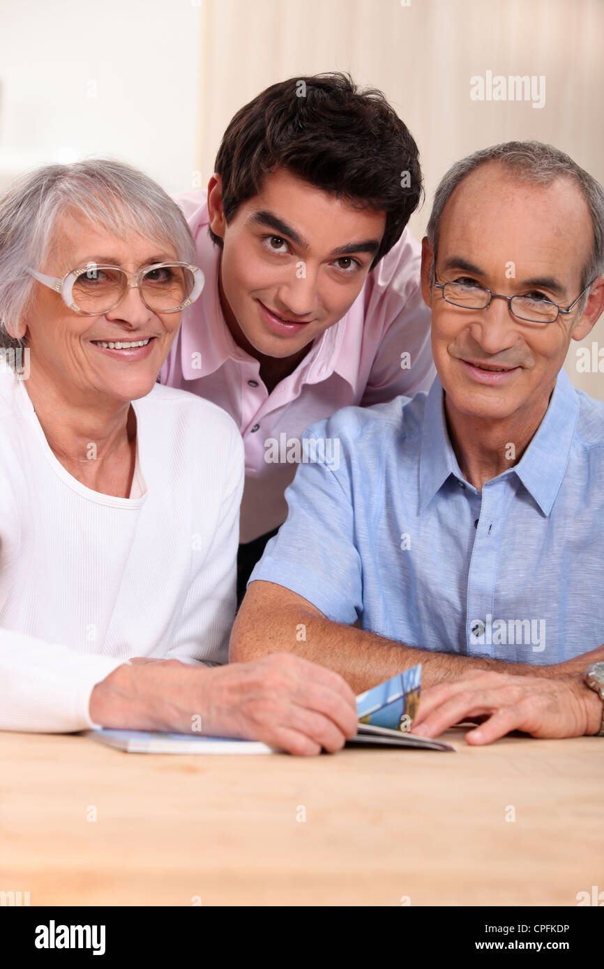 portrait of grandparents with grandson Stock Photo - Alamy