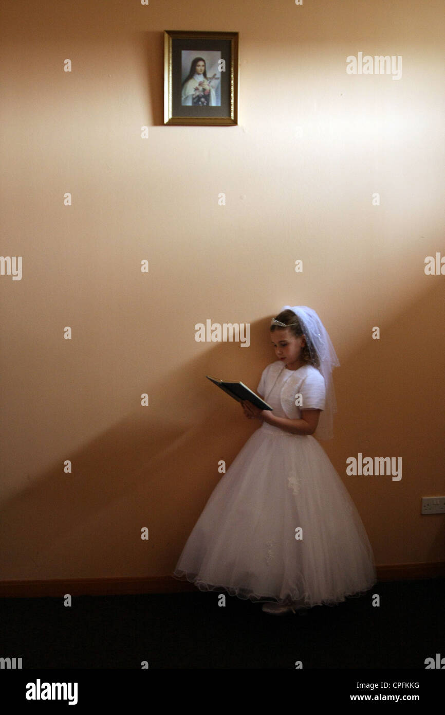 Young girl about to make her First Communion. Model released Stock ...