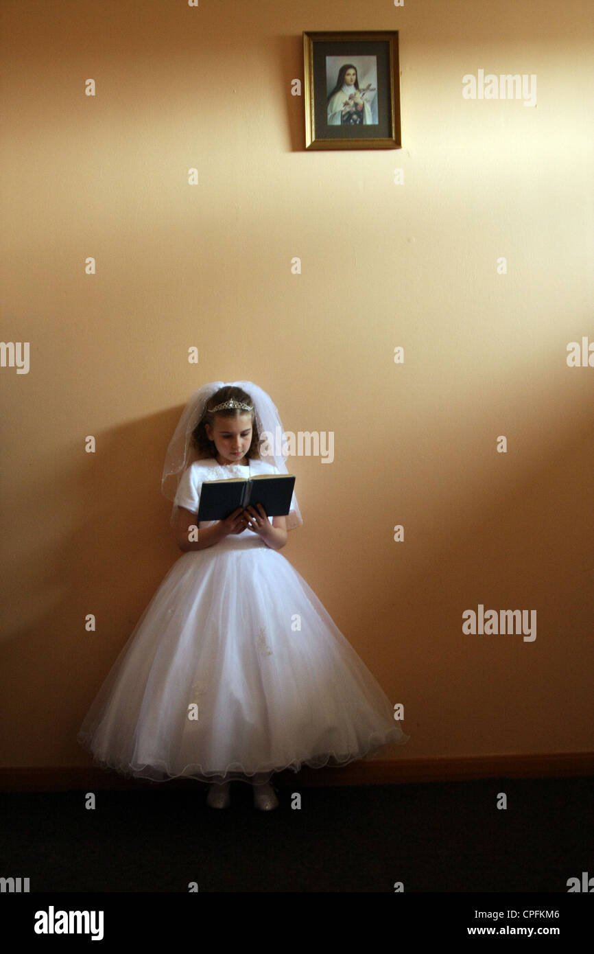 Young girl about to make her First Communion. Model released Stock ...