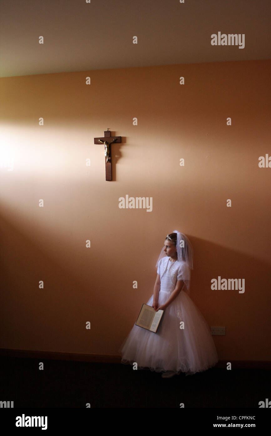 Young girl about to make her First Communion. Model released Stock ...