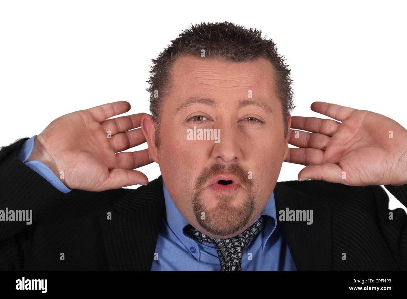 Man trying to listen Stock Photo - Alamy