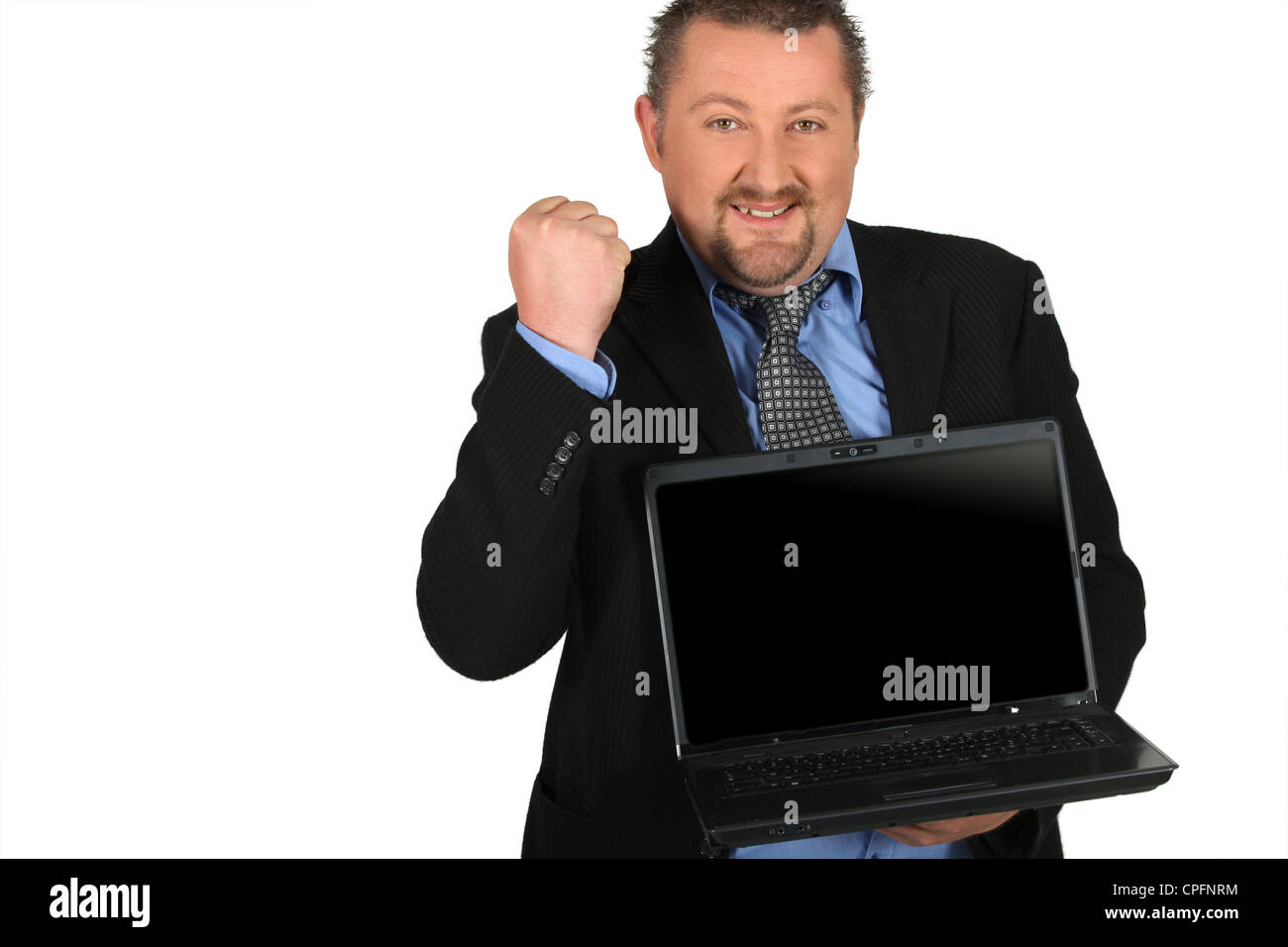 Businessman holding laptop Stock Photo - Alamy