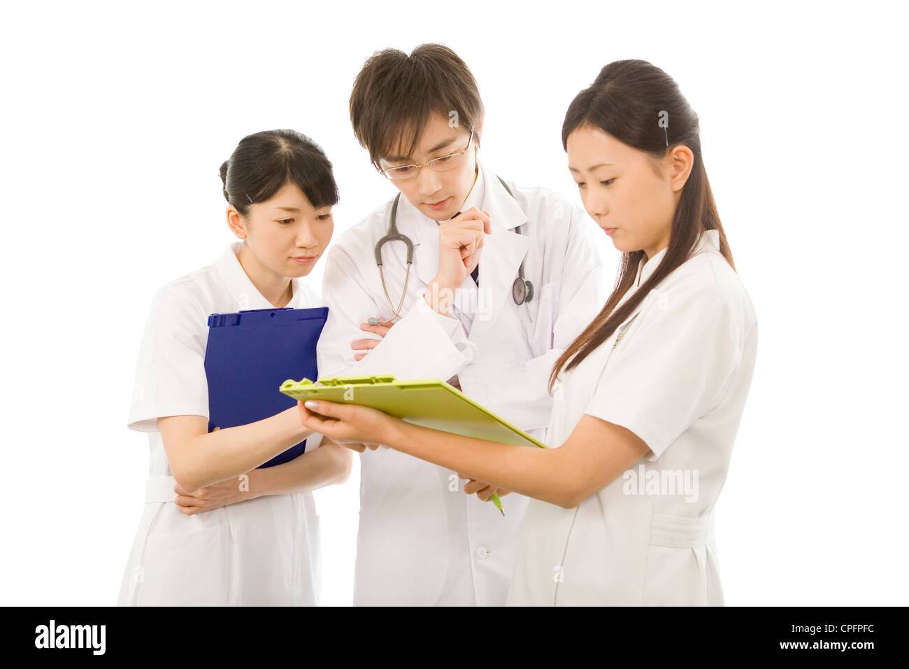 Doctor and female nurse having a meeting Stock Photo - Alamy