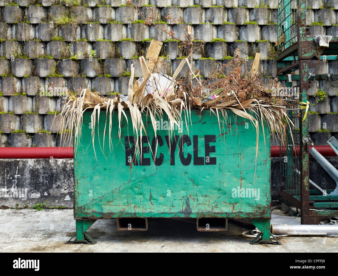 Recycling and waste bins at a printing press in Malaysia. April 28 ...