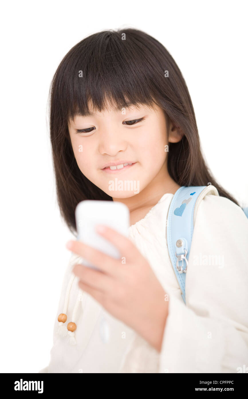 Girl looking mobile phone Stock Photo - Alamy