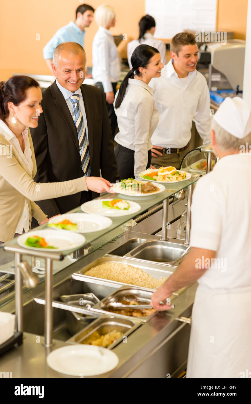 Business people take lunch meal in cafeteria display cabinet Stock ...
